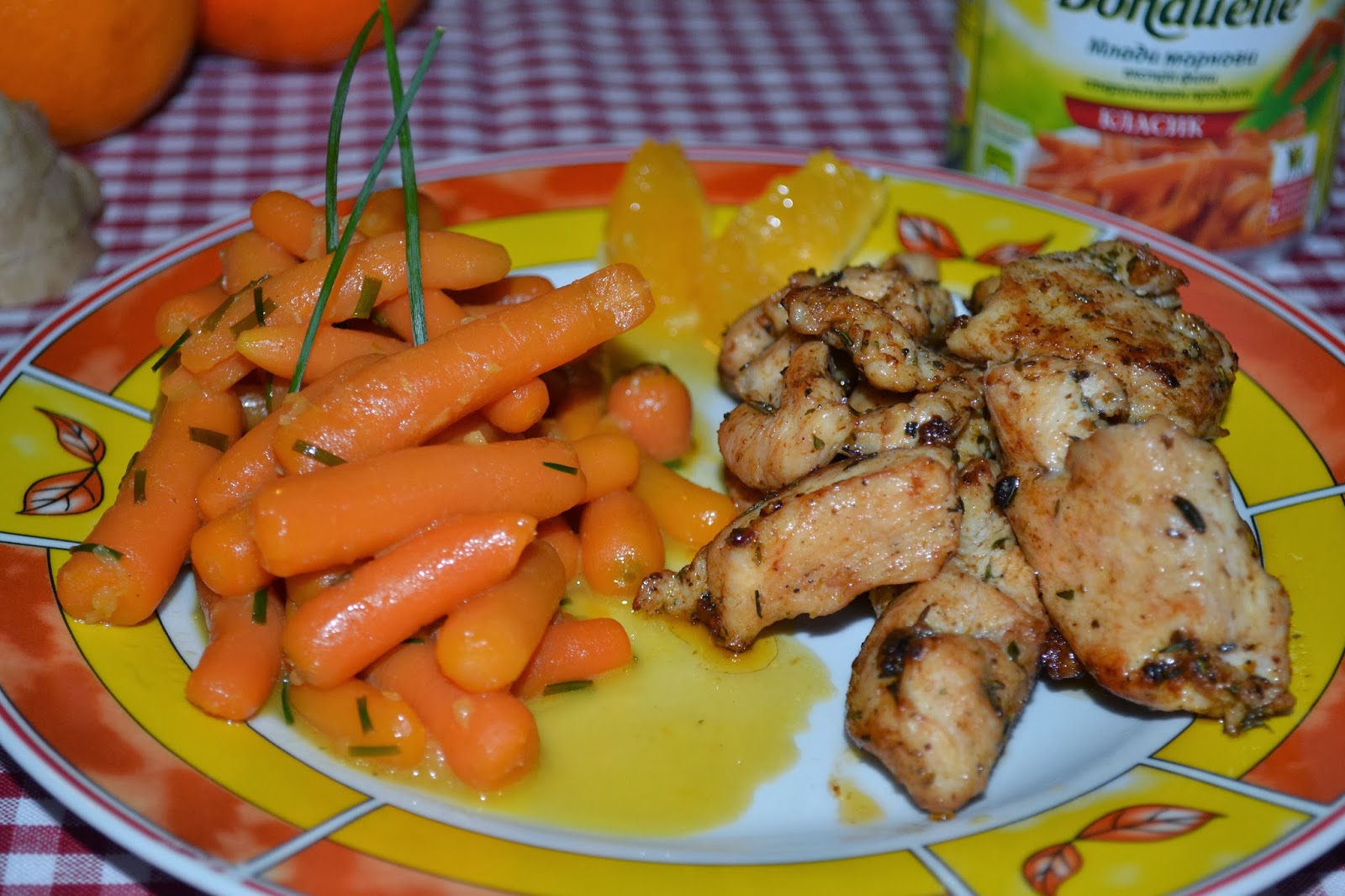 Bastonase de curcan cu baby carots caramelizati in sos de citrice cu ...